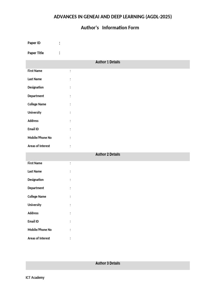 AGDL-2025 Author Information Form | PDF