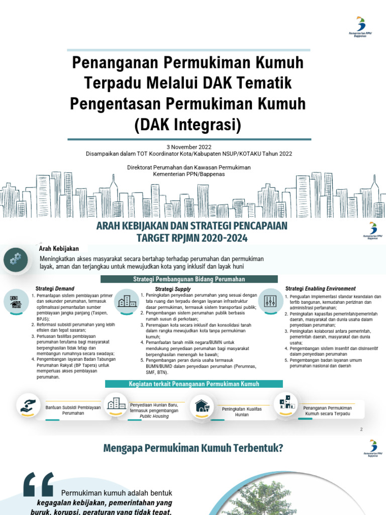 Bappenas - Penanganan Permukiman Kumuh Melalui DAK Integrasi-TOT Korkot ...