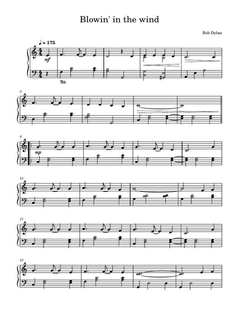 Blowin in The Wind Bob Dylan | PDF | Sound Recording | Rock Songs