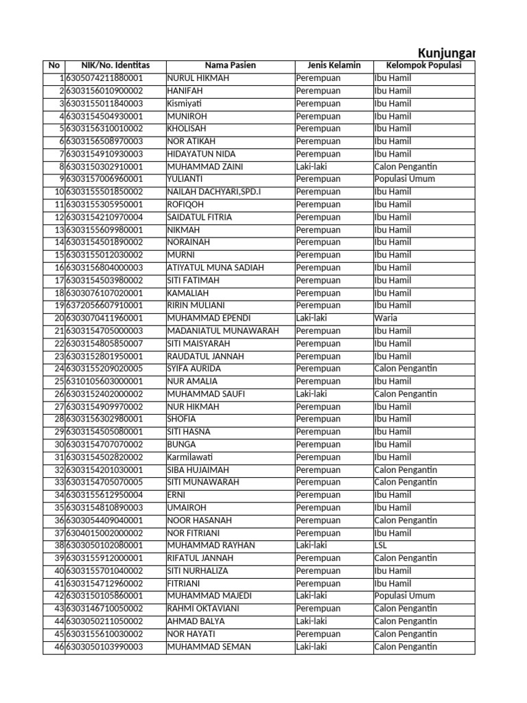 Kunjungan Pasien | PDF
