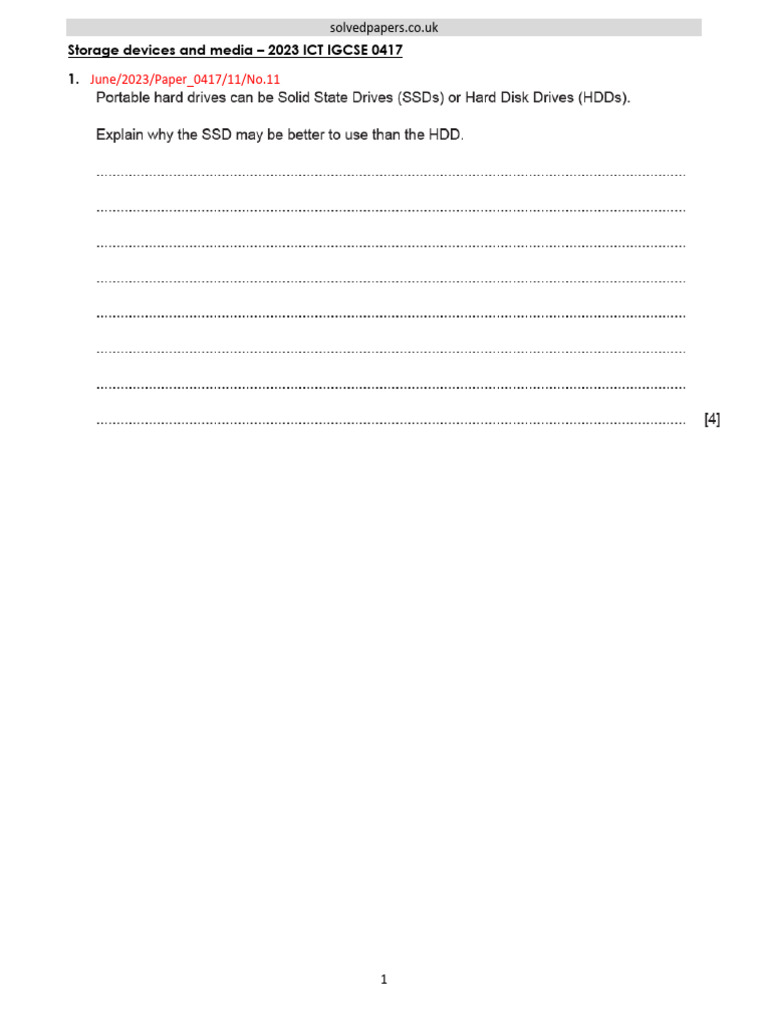 2023 Storage Devices and Media IGCSE ICT 0417 | PDF