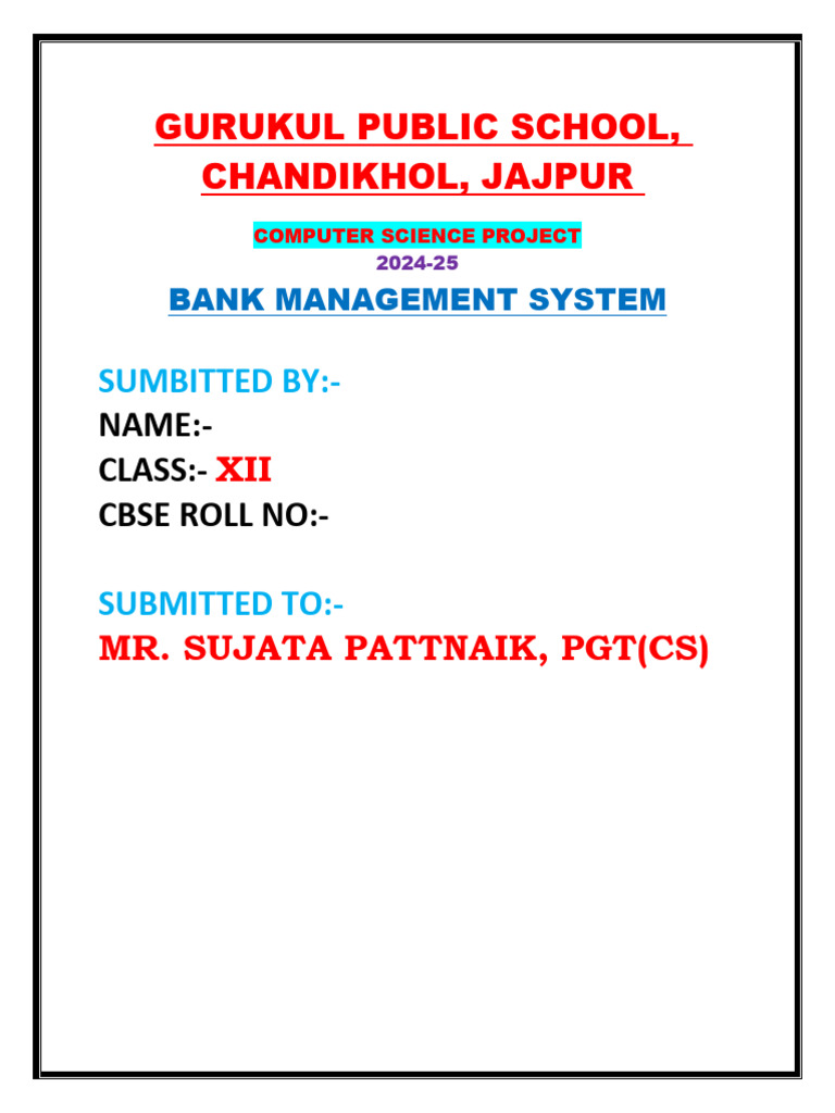 Cs Project Bank Management System 2024 25 | PDF | Databases | My Sql