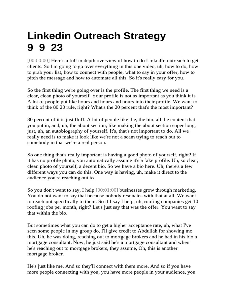 Linkedin Outreach Strategy 9-9-23 | PDF | Linked In