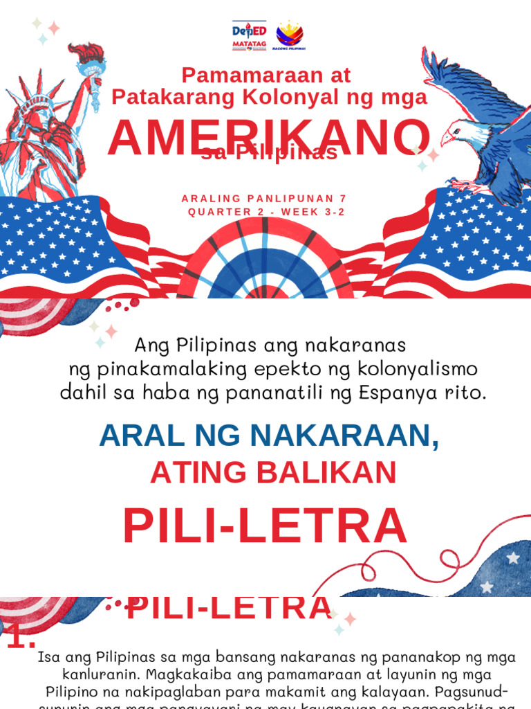 Pamamaraan at Patakarang Kolonyal NG Mga Sa Pilipinas: Amerikano | PDF