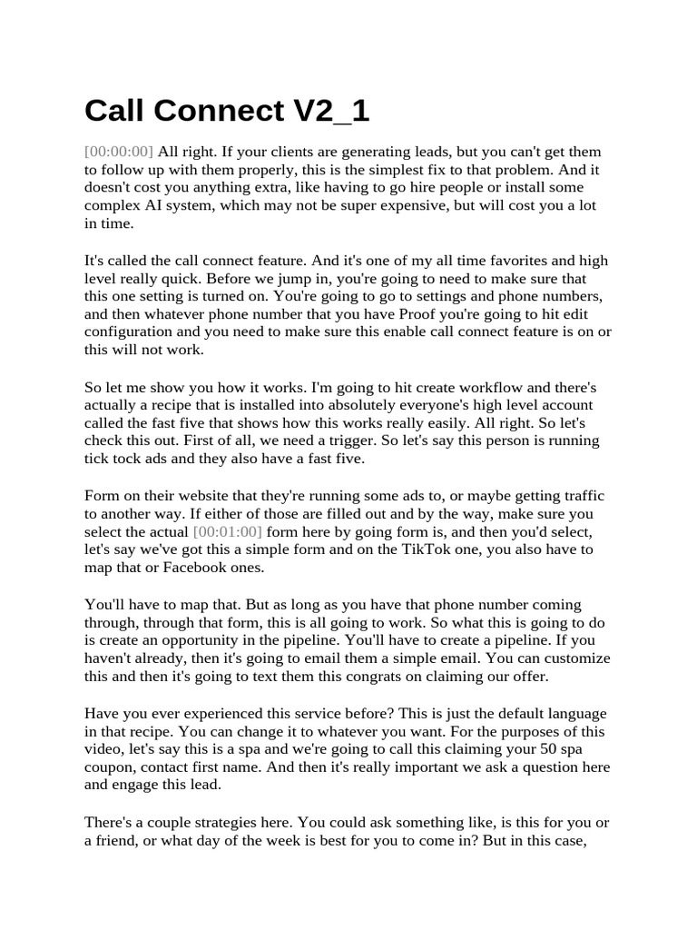 Call Connect V2_1 | PDF | Voicemail | Computing