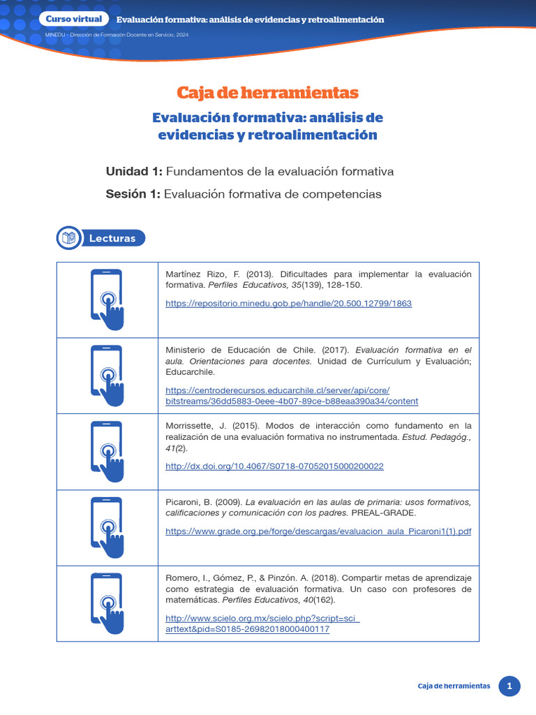 CH - U1S1 - Evaluación Formativa | PDF | Evaluación | Aprendizaje