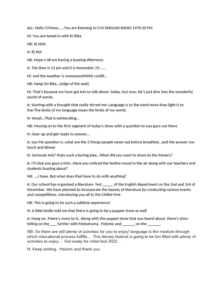 Copy of radio script | PDF