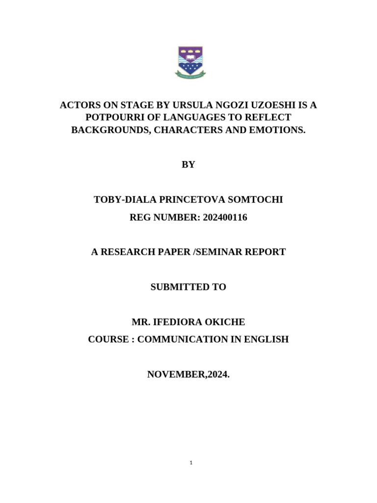Actors on Stage: Identity and Culture | PDF