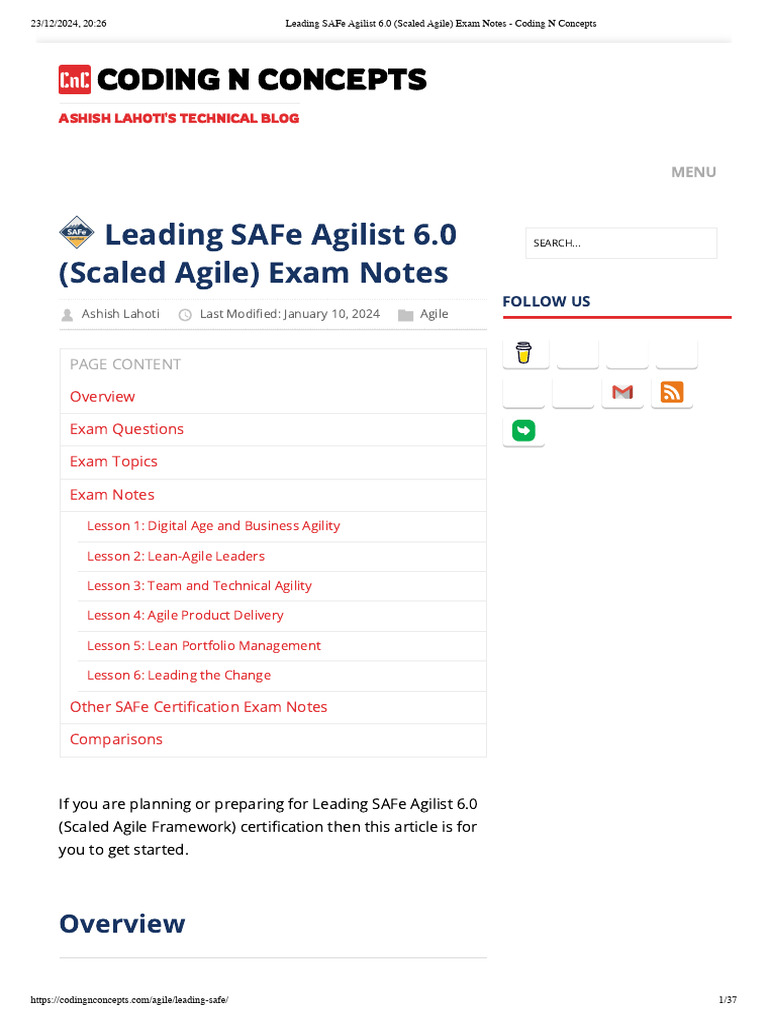 Safe Agilist 6 0 Scaled Agile Exam Notes Coding N Concepts Pdf Agile Software