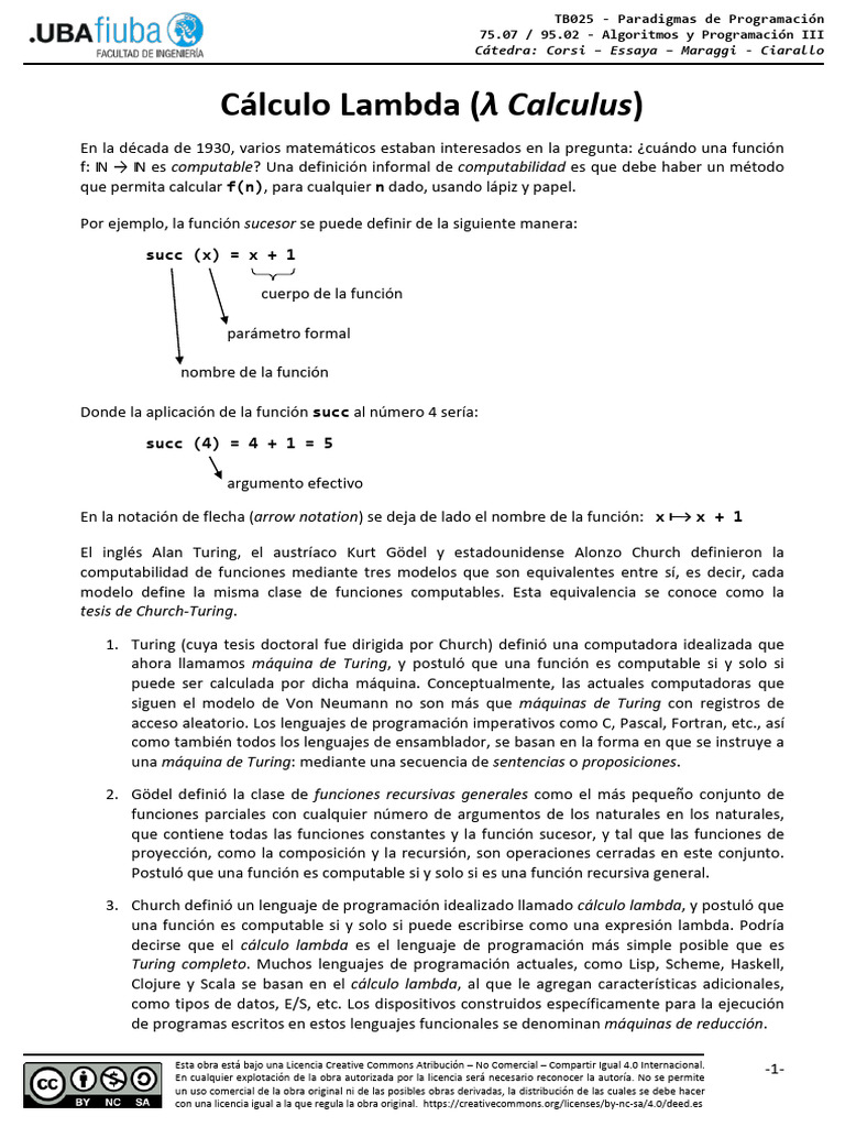 Cálculo Lambda y Programación Funcional | PDF | Teoría de la ...