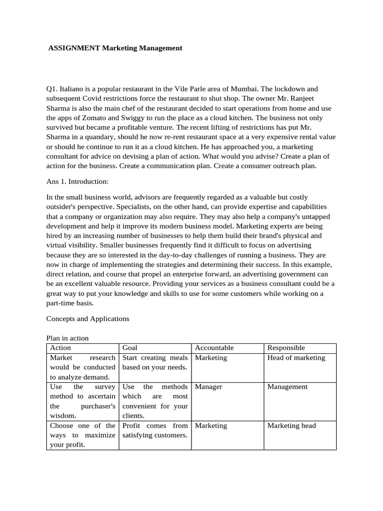 ASSIGNMENT Marketing Management | PDF | Marketing | Survey Methodology
