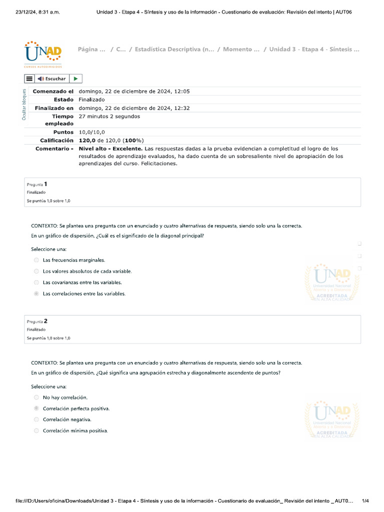 Unidad 3 - Etapa 4 - Síntesis y Uso de La Información - Cuestionario de ...