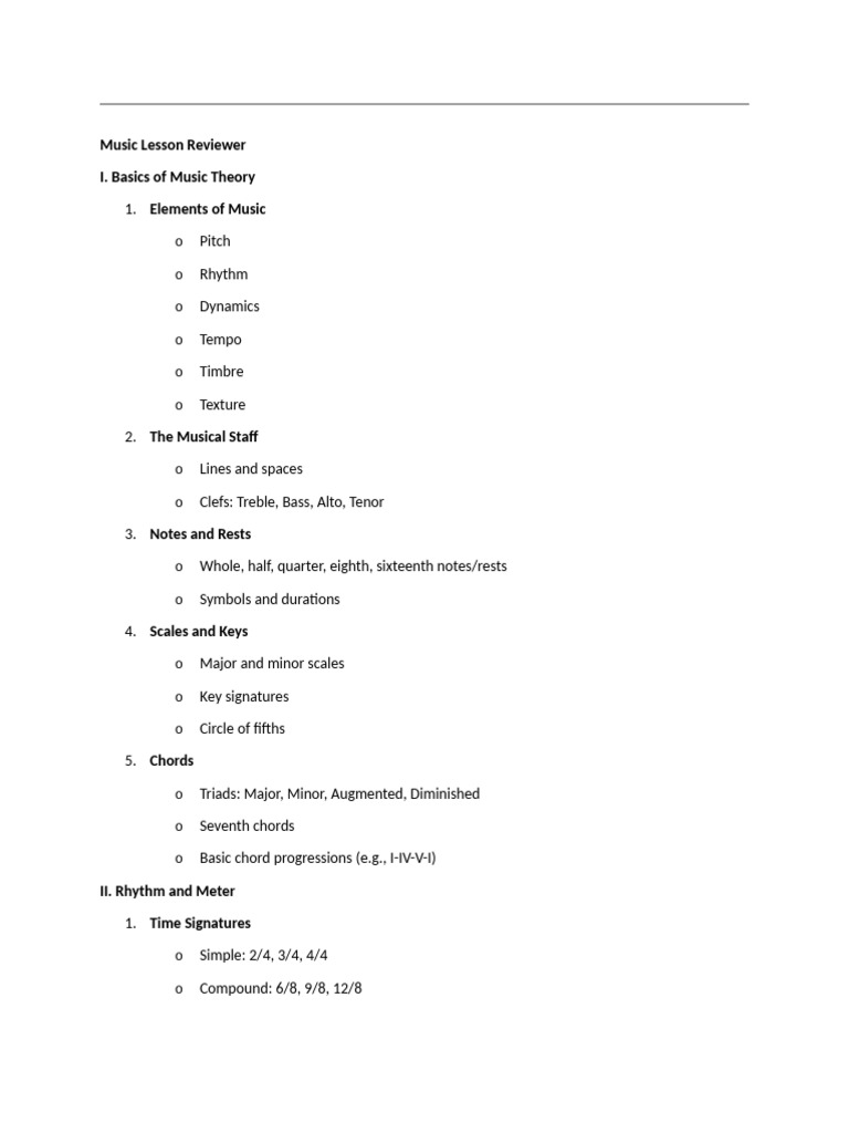 Music Lesson Reviewer | PDF | Classical Music | Chord (Music)