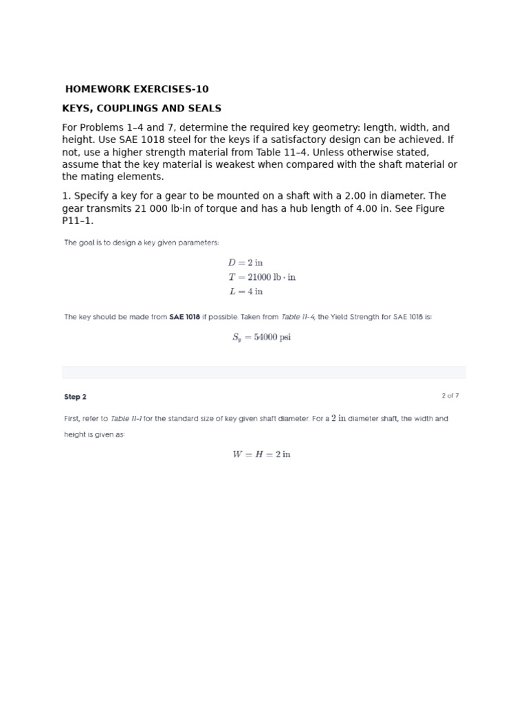 KEYS,COUPLING HW4 FINAL | PDF | Mechanical Engineering | Machines