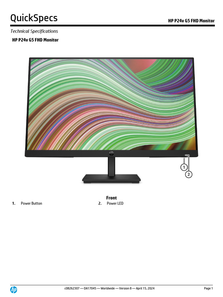 Ordinateur Laptop HP P24v G5 | PDF | Hdmi | Computer Monitor