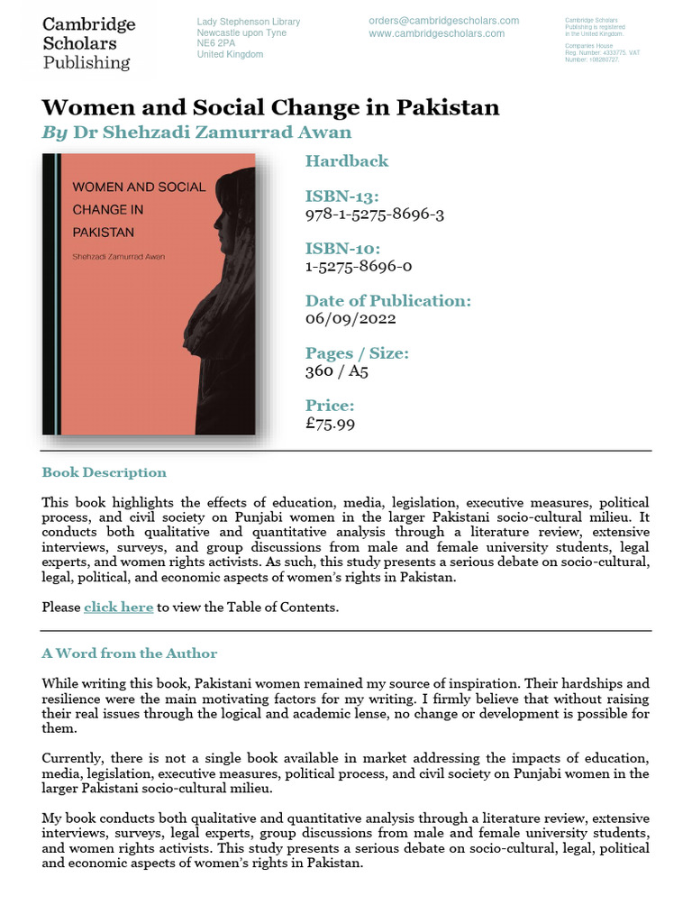 Women and Social Change in Pakistan | PDF | Pakistan | Books