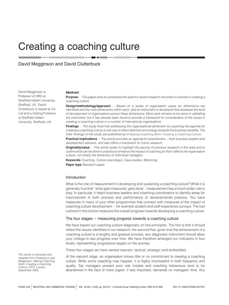 Creating A Coaching Culture | PDF | Mentorship | Behavior