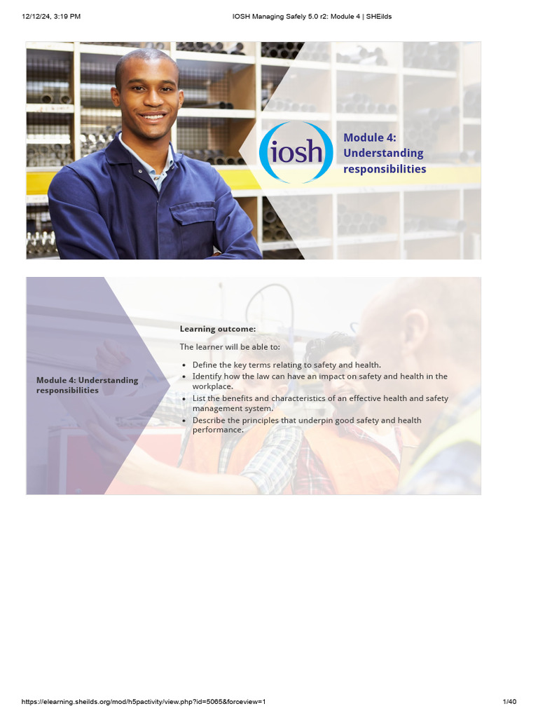IOSH Managing Safely 5.0 r2_ Module 4 _ SHEilds | PDF | Negligence | Damages