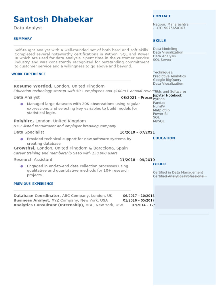 Data-Analyst2 - Template 18 | PDF | Data Analysis | Analytics