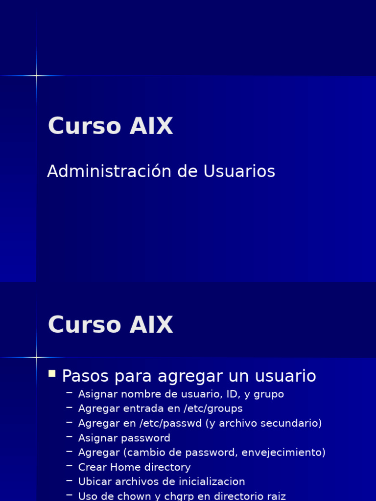 Curso AIX - Usuarios | PDF | Software Unix | Software