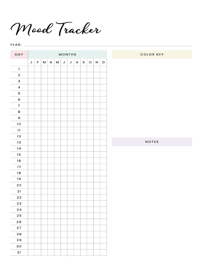 Mood Tracker Yearly | PDF