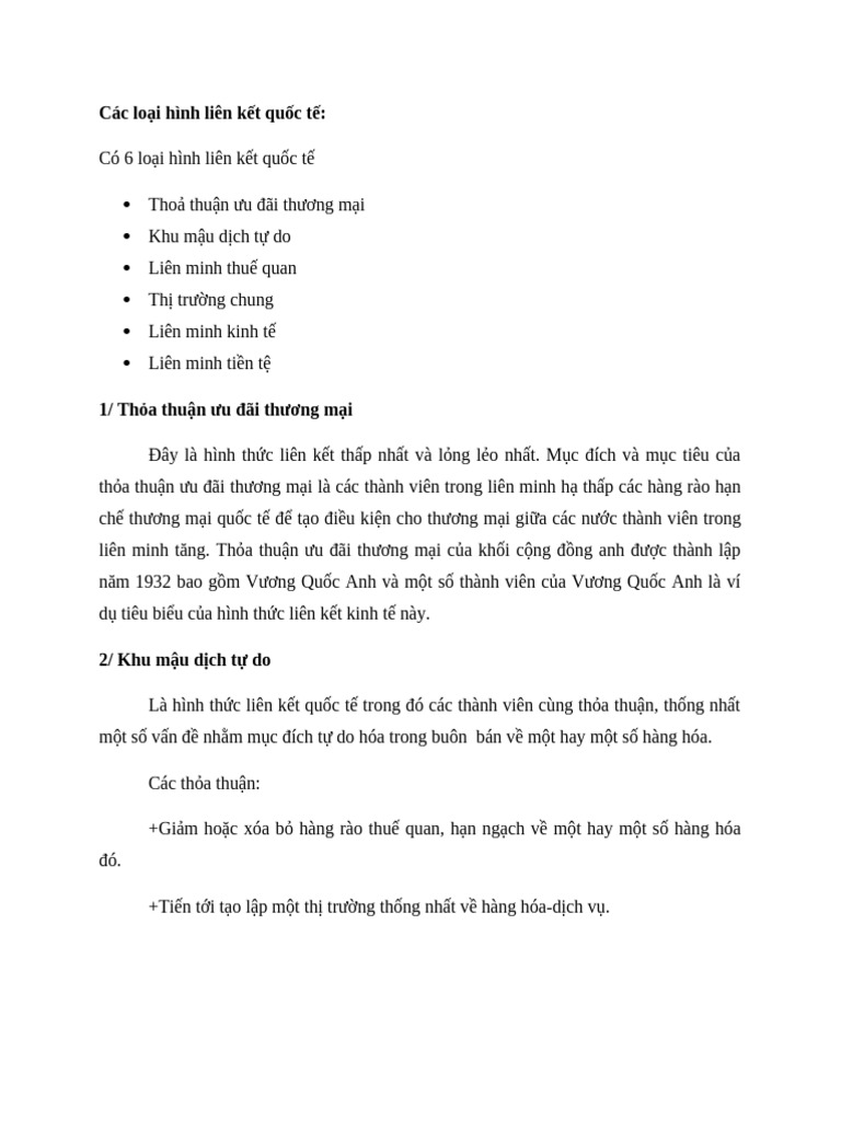 Các loại hình và tác động liên kết quốc tế | PDF