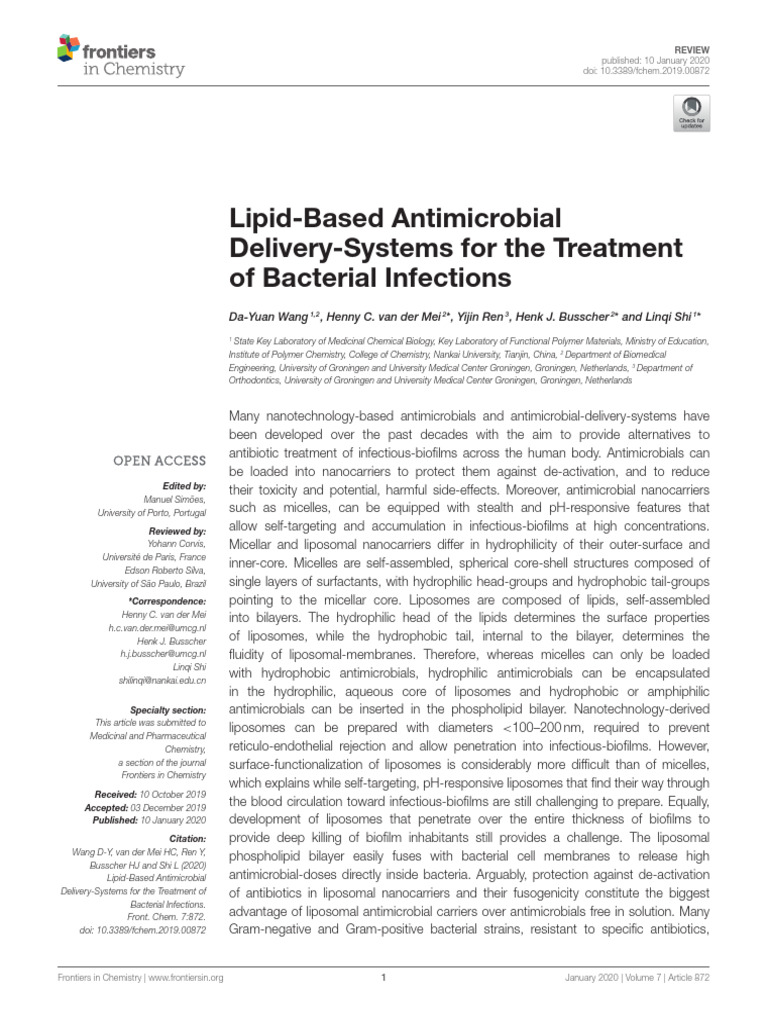Lipid-Based Antimicrobial Delivery-Systems For The | PDF | Liposome ...
