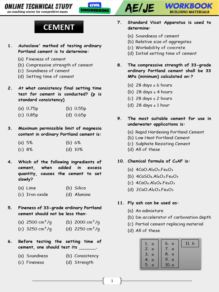 Workbook (Sample) | PDF | Cement | Concrete