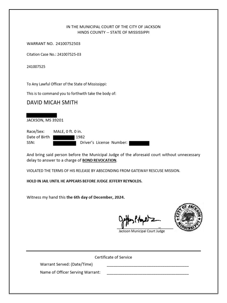 Warrant for David Micah Smith | PDF