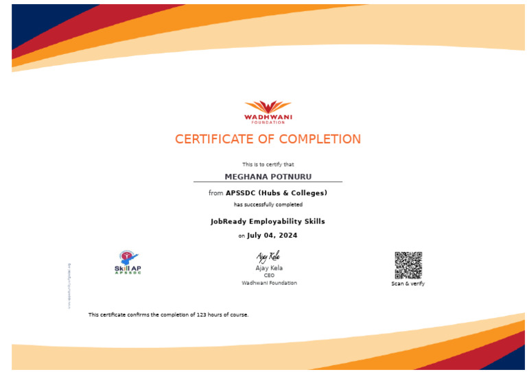 Wadhwani Foundation Certificate | PDF