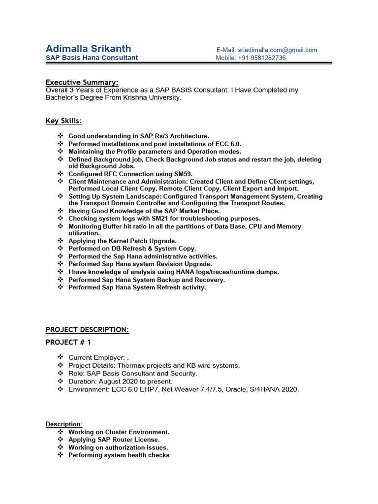 Adimalla Srikanth Resume | PDF | Databases | Computer Data