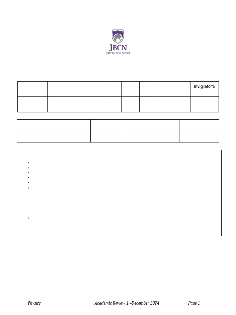 Grade 9 - Physics - AR1 - 2024 Final Revised-2 | PDF | Force | Pressure