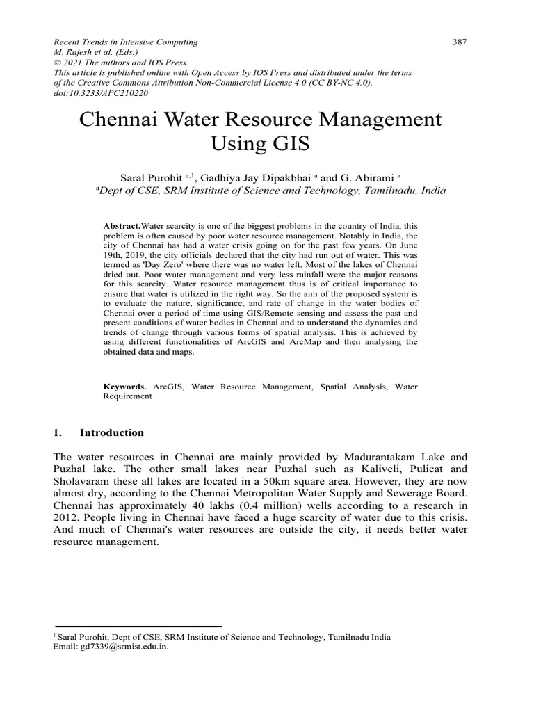 Chennai Water Management via GIS Analysis | PDF | Geographic ...