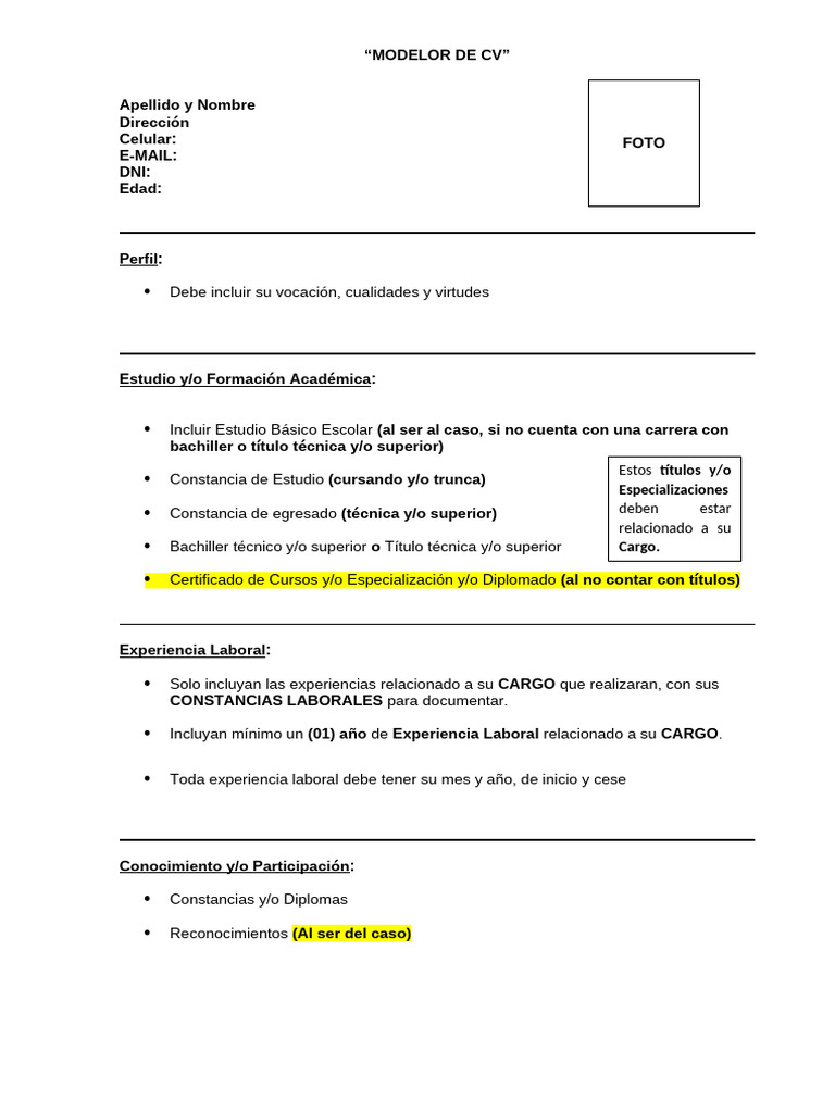 CV DOCUMENTADO (ESQUEMA) | PDF