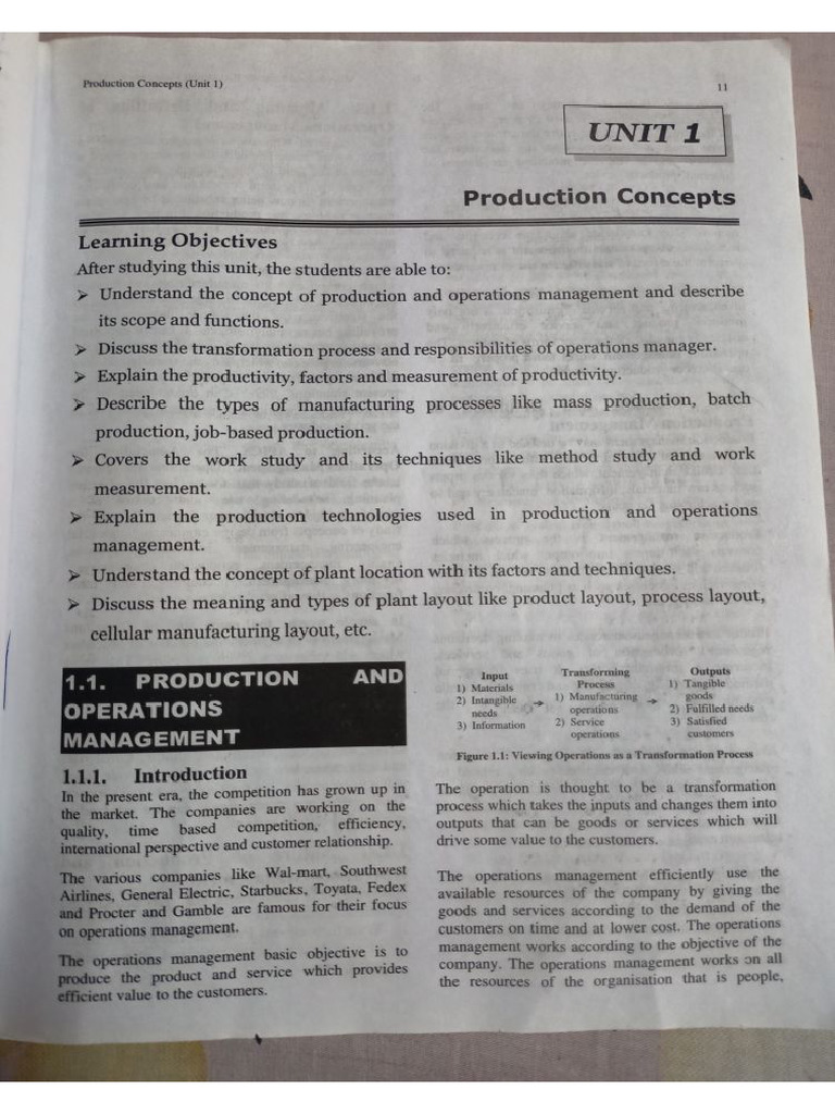 Operation Management Unit 1 & 2 | PDF