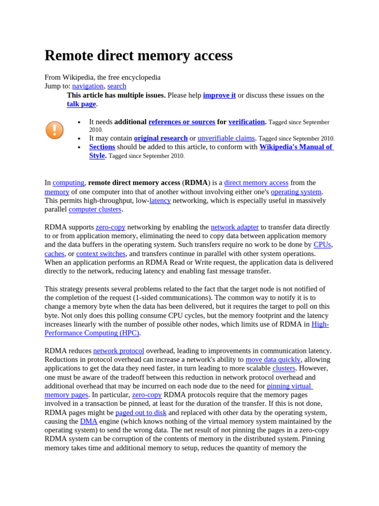 Remote direct memory access | PDF | Computer Architecture | Computer Data