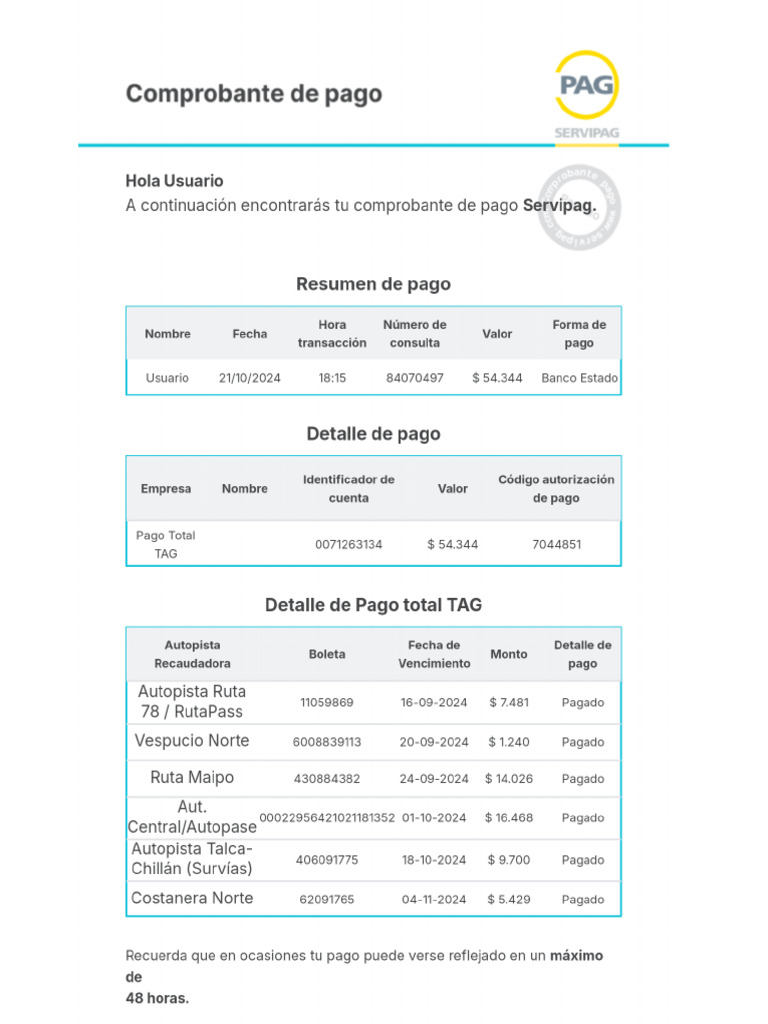 Comprobante De Pago Pdf