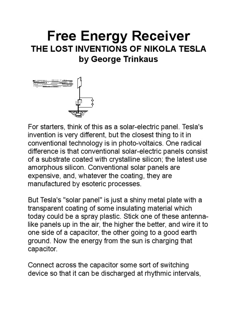 Free Energy Receiver - The Lost Inventions of Nikola Tesla | PDF ...