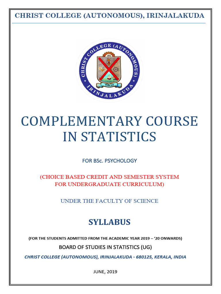BSc Psychology Statistics Syllabus | PDF | Sampling (Statistics) | Regression Analysis