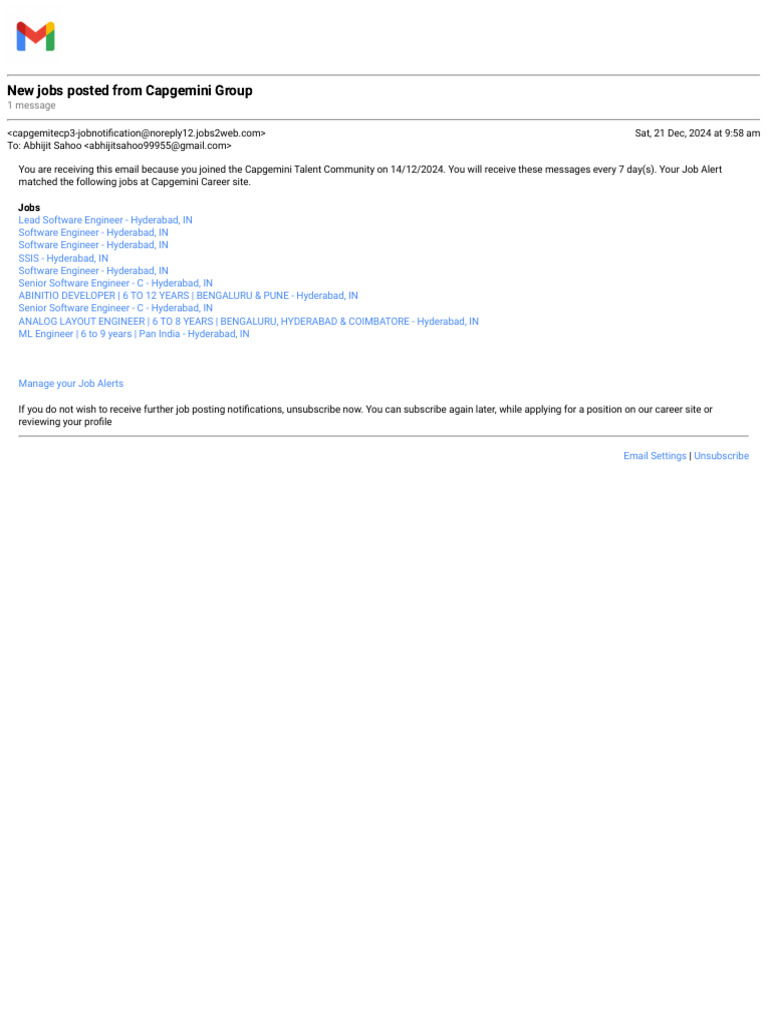 Gmail - New Jobs Posted From Capgemini Group | PDF