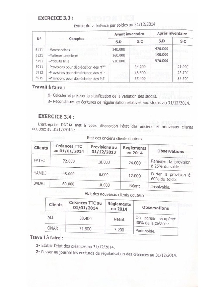 Exercices Sur Les Provisions | PDF