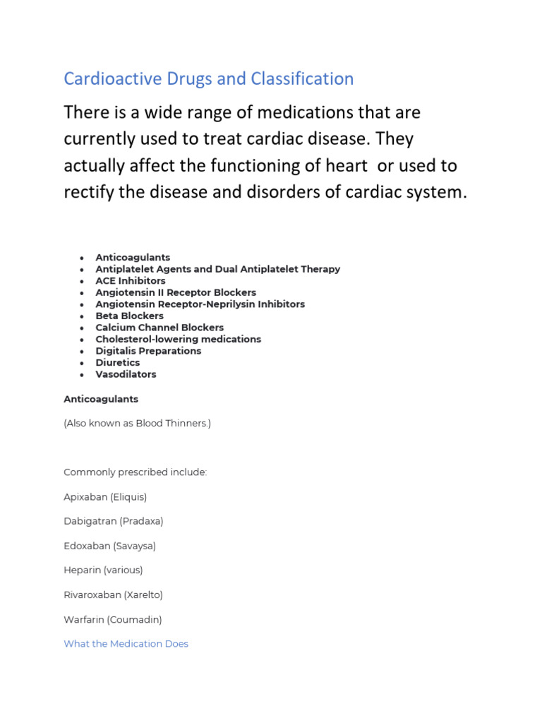 Cardioactive Drugs | PDF | Myocardial Infarction | Coronary Artery ...