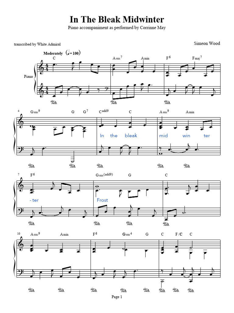 In The Bleak Midwinter - Corinne May Arrangement | PDF