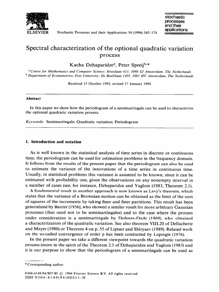 Spectral Analysis of Quadratic Variation | PDF | Stochastic Process | Time Series