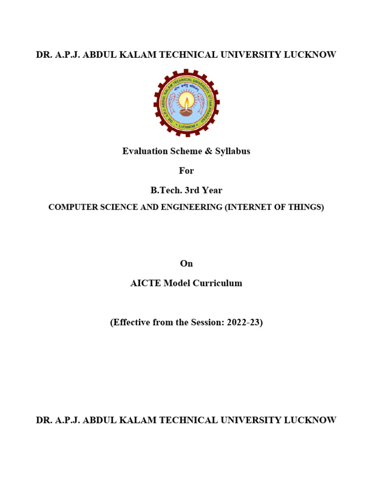 B.Tech CSE IoT Syllabus 2022-23 | PDF | Relational Database | Machine Learning