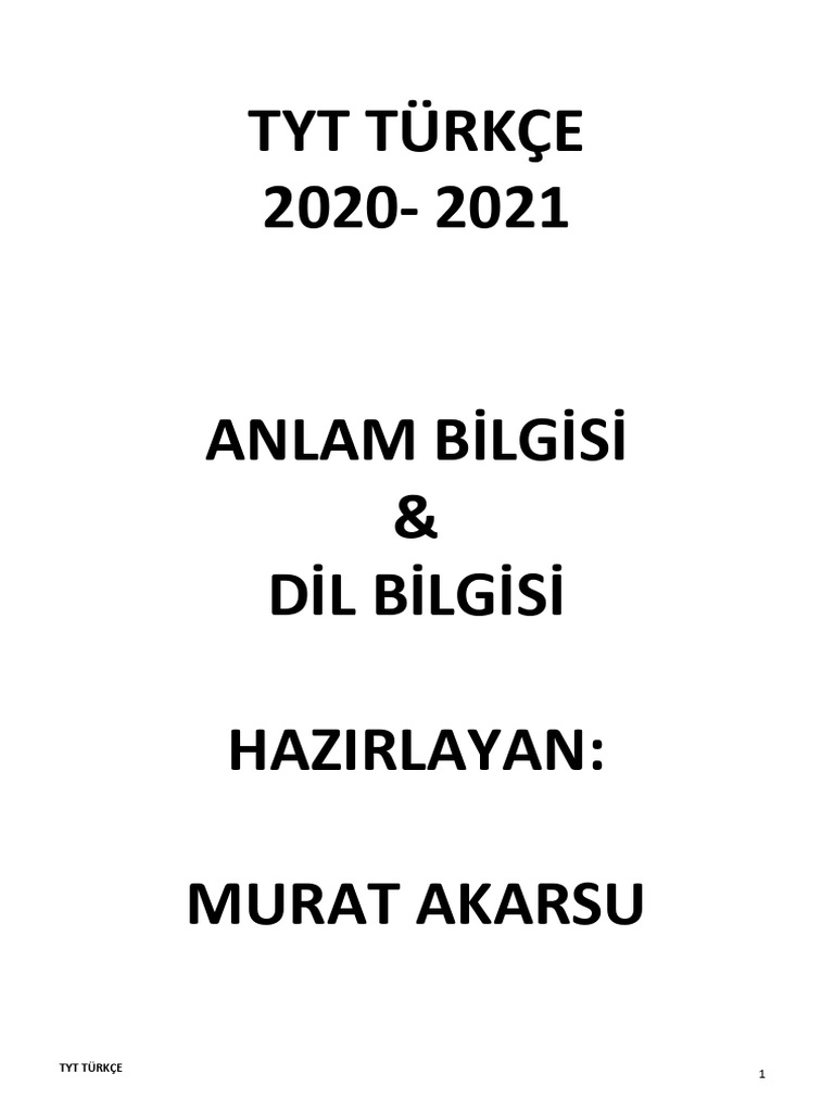 Tyt - Turkce | PDF