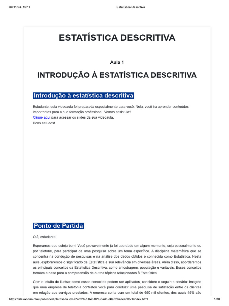 Amostragem na Estatística Descritiva | PDF | Amostragem (Estatística ...