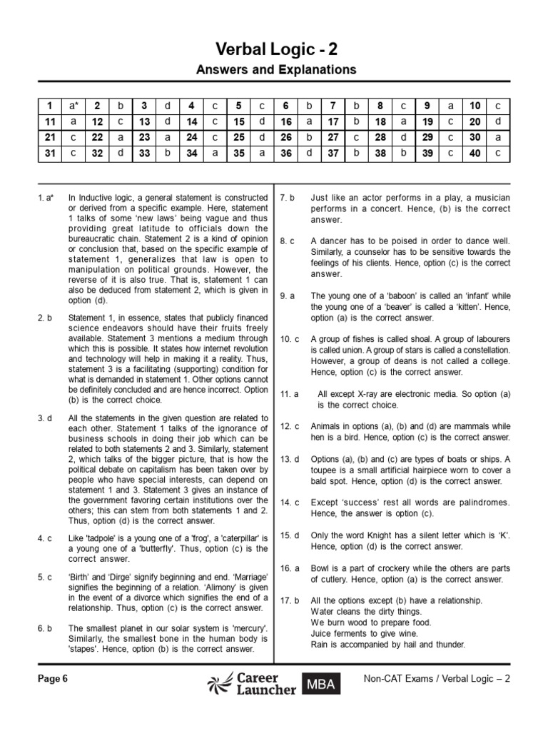 Verbal Logic-2 Sol | PDF | Judgment (Law) | Inference
