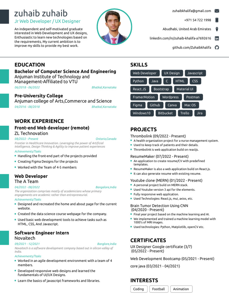 zuhaib's Resume | PDF | Web Development | World Wide Web