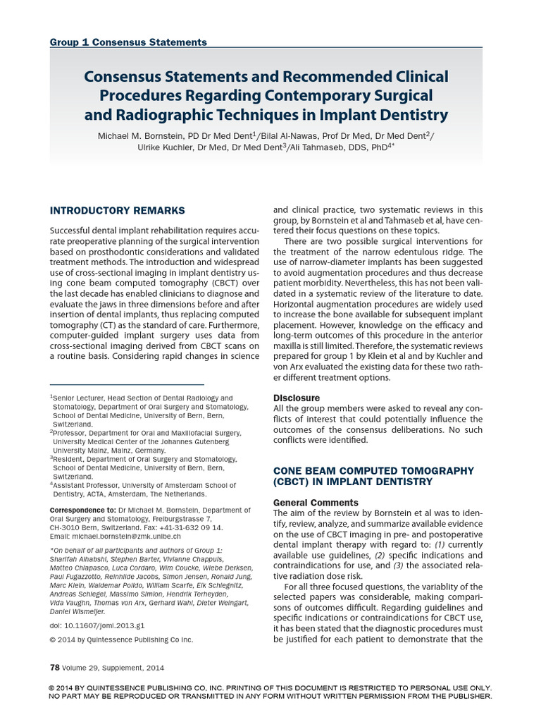 Consensus Statements and Recommended Clinical Procedures Regarding ...